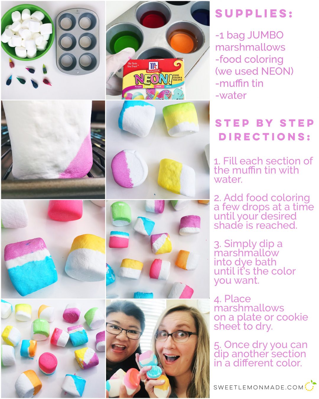 Easy Dip Dyed Marshmallows · Sweet Lemon Made